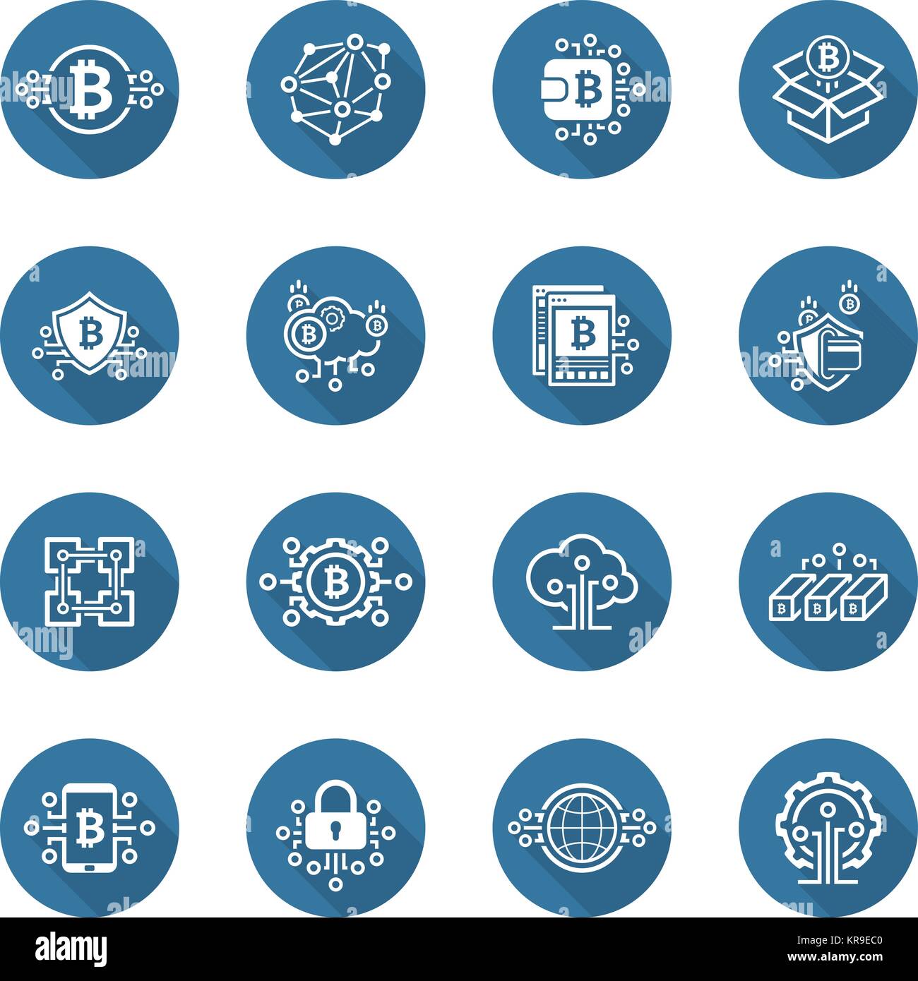 Bitcoin and Blockchain Cryptocurrency Icons Stock Vector Image & Art ...