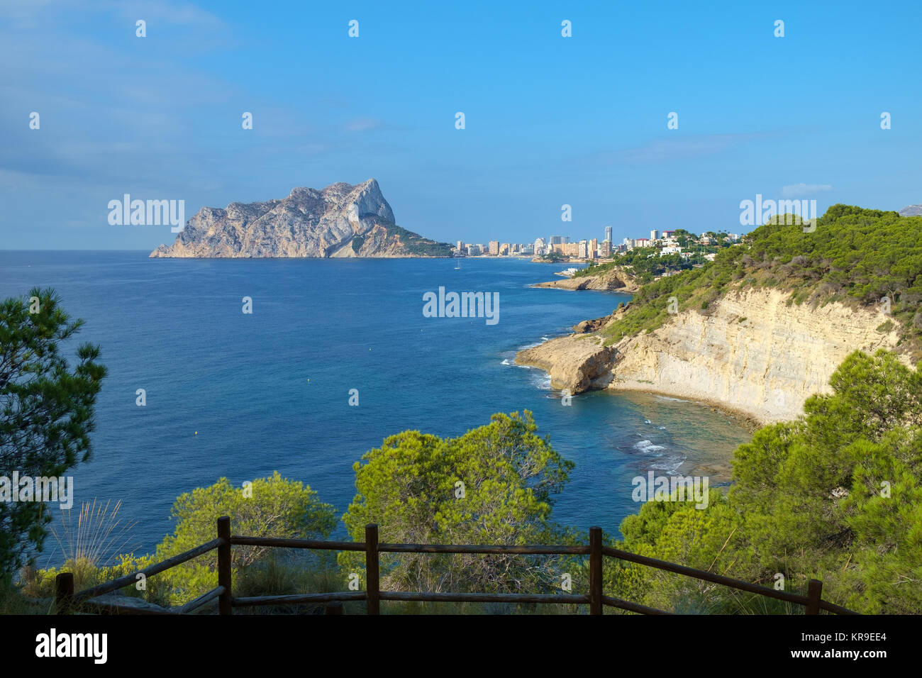 Calpe Rock, Ifach, seen from the Costa Blanca between Calpe and Moraira ...