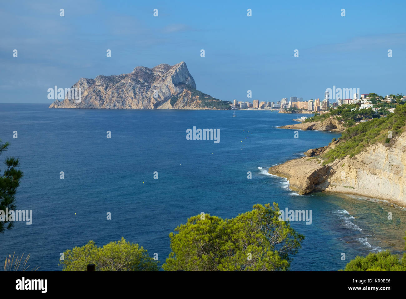 Calpe Rock, Ifach, seen from the Costa Blanca between Calpe and Moraira ...
