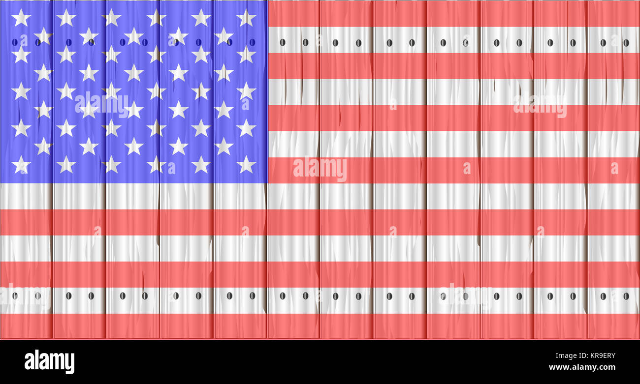 Stars And Stripes On A Fence Stock Photo - Alamy