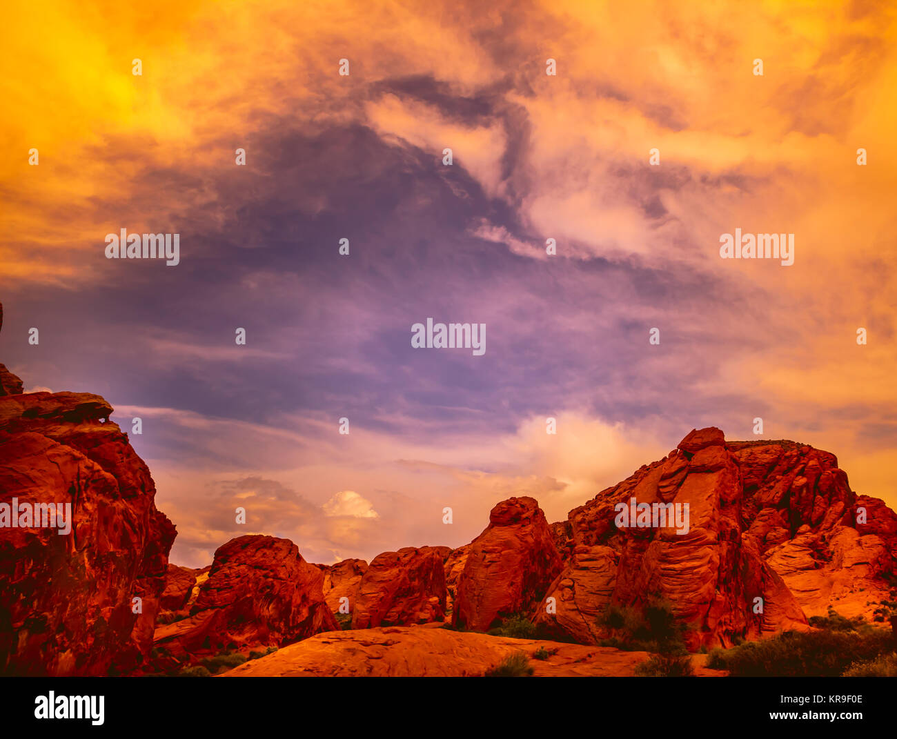 Amazing colors and shape of the Fire Wave rock Stock Photo - Alamy