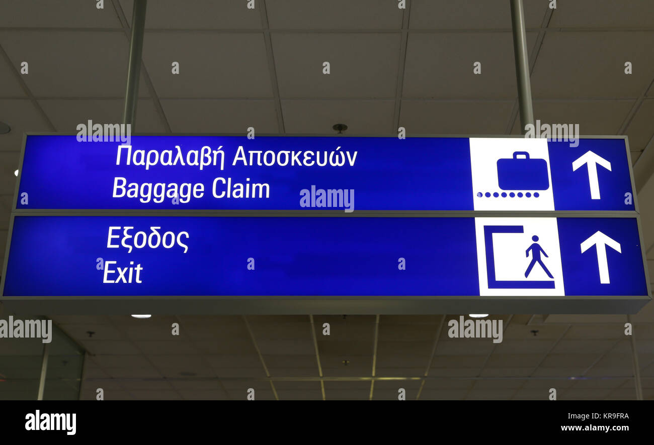 Greek Terminal Info Board Stock Photo - Alamy