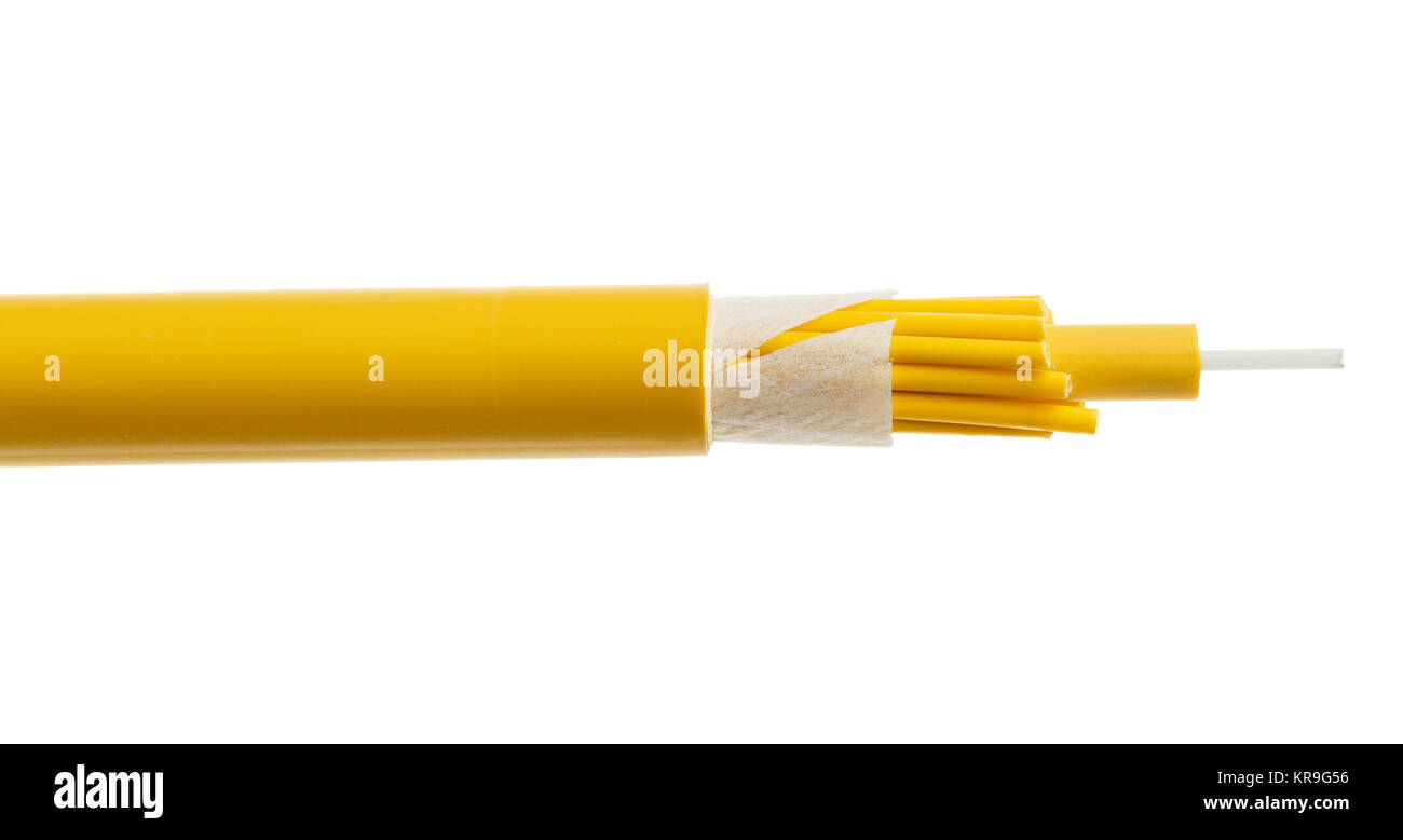 Fiber optical cable detail isolated on white Stock Photo - Alamy