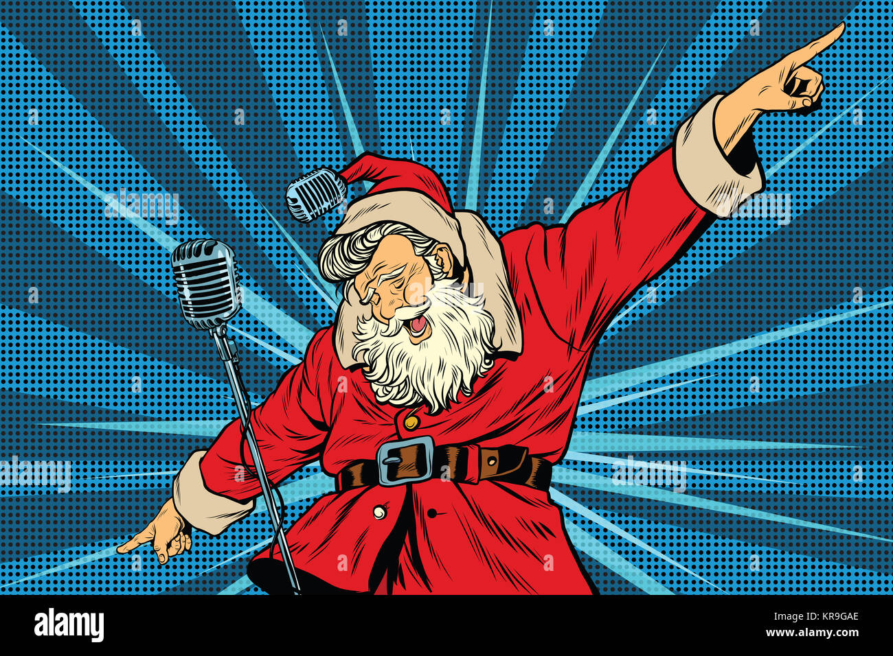 Santa Claus superstar singer on stage Stock Photo - Alamy
