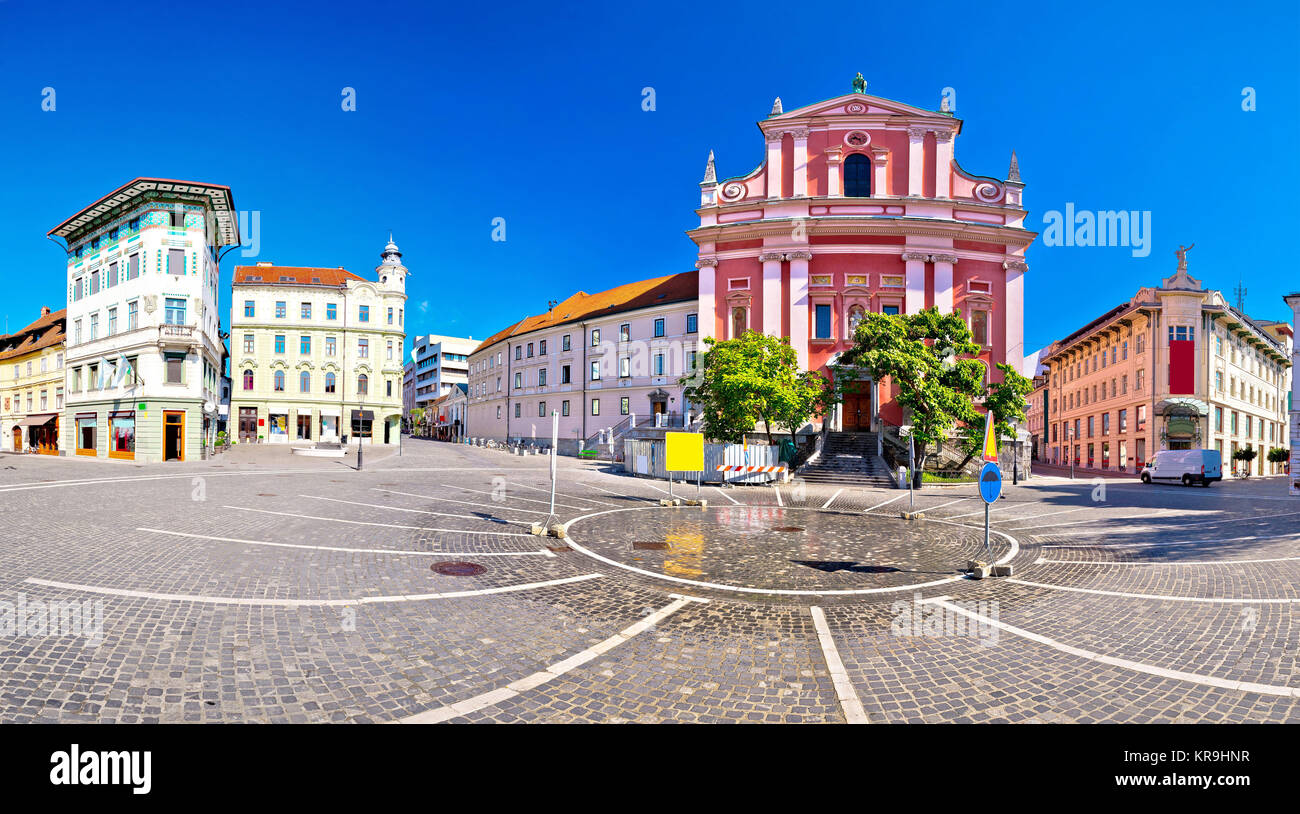 Presern square in Ljubljana panoramic view Stock Photo - Alamy