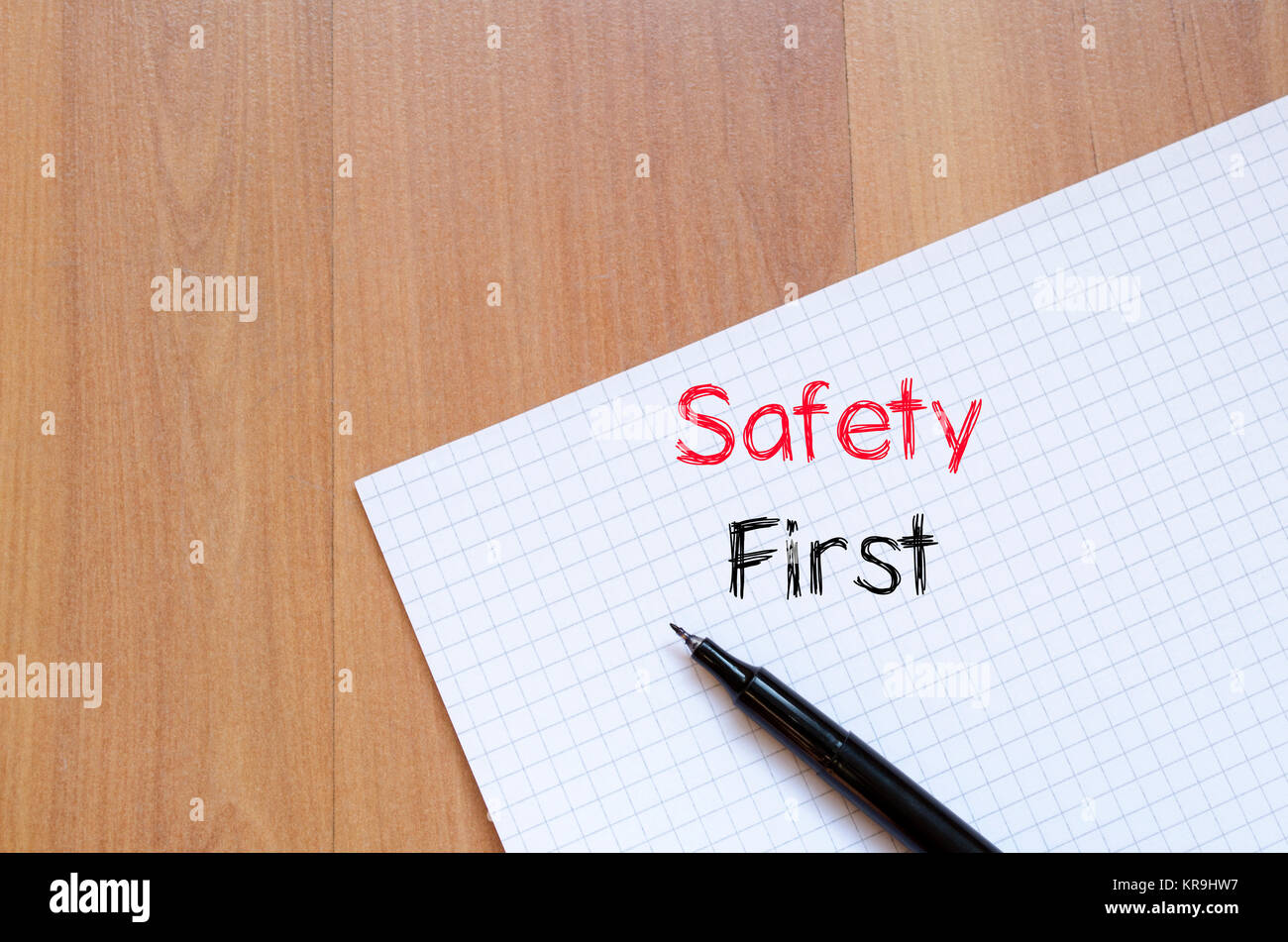 Safety first text concept on notebook Stock Photo - Alamy