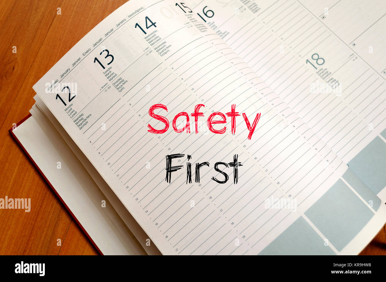 Safety first text concept on notebook Stock Photo - Alamy
