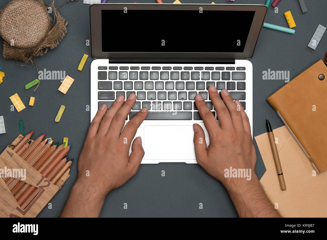 Computers hands above table hi-res stock photography and images - Alamy