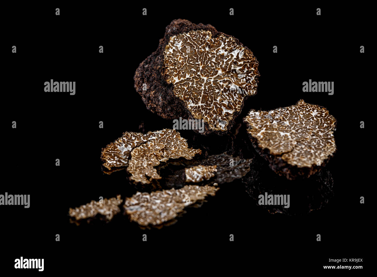 Black truffles slices Stock Photo - Alamy