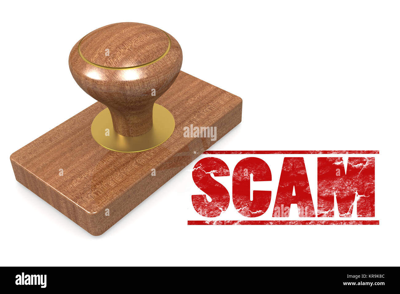 Scam wooded seal stamp Stock Photo - Alamy