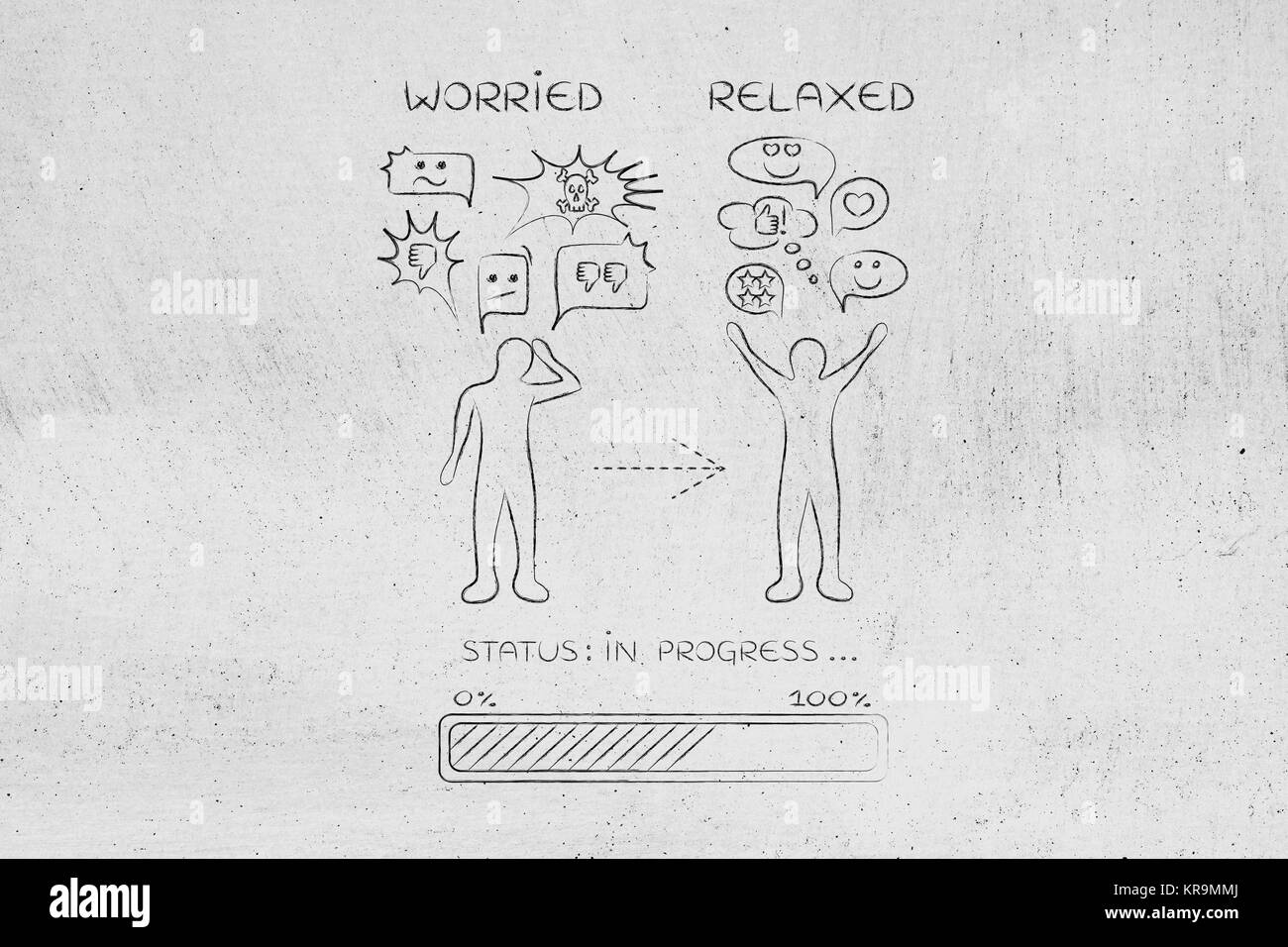 from worried to relaxed: man changing reaction Stock Photo - Alamy