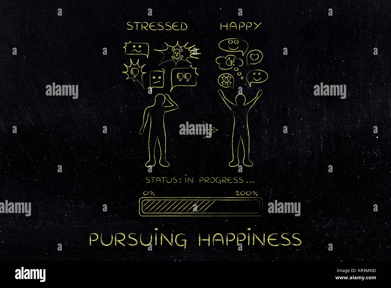 stressed to happy: man changing reaction Stock Photo - Alamy