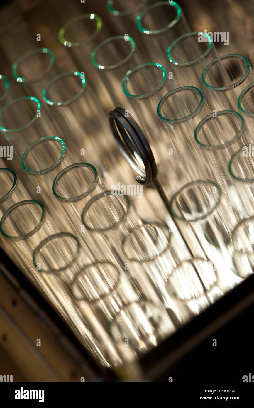 Glass cylinders in a laboratory Stock Photo - Alamy