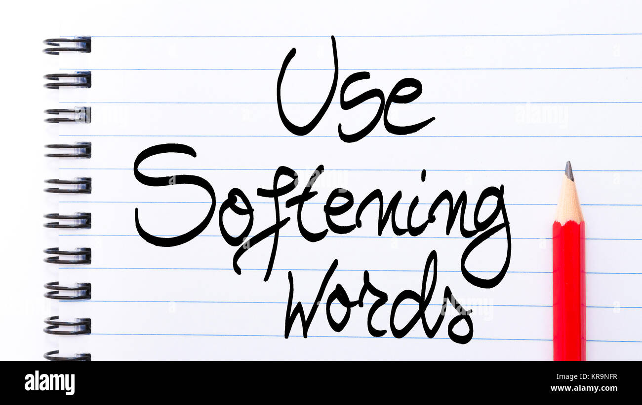 Use Softening Words written on notebook page Stock Photo - Alamy