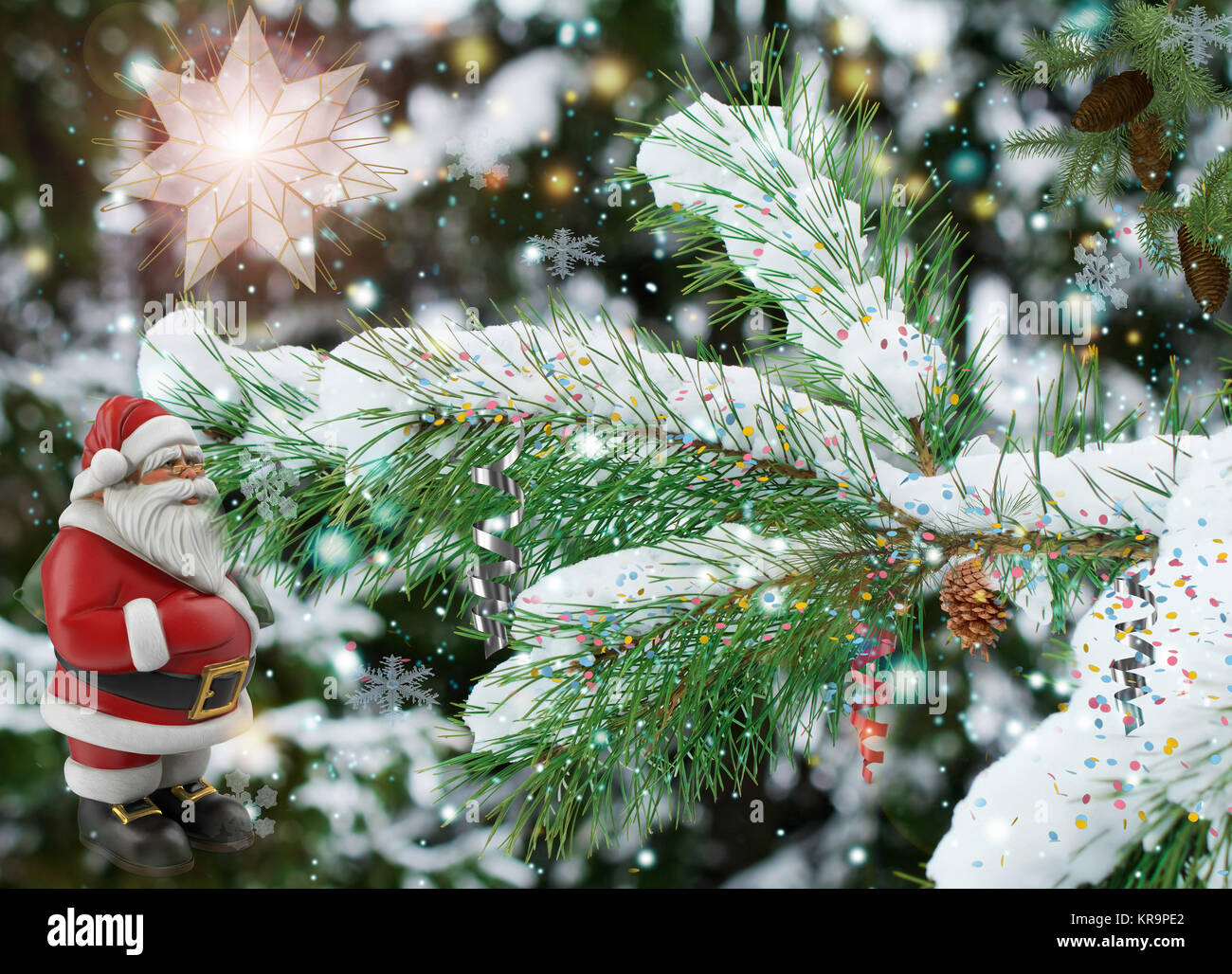Christmas landscape with Santa Claus Stock Photo - Alamy