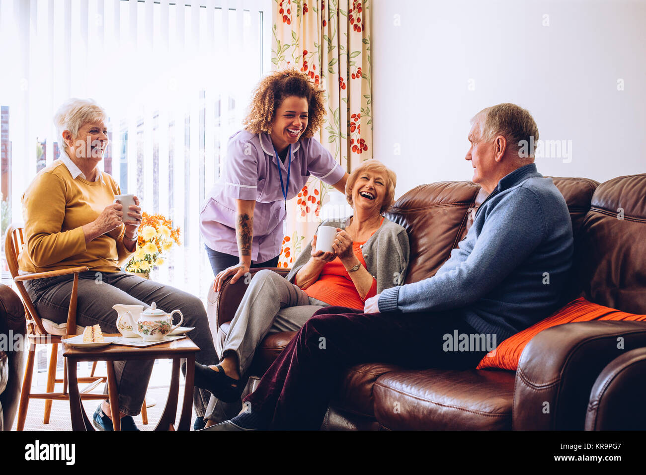Older person drink carer hi-res stock photography and images - Alamy