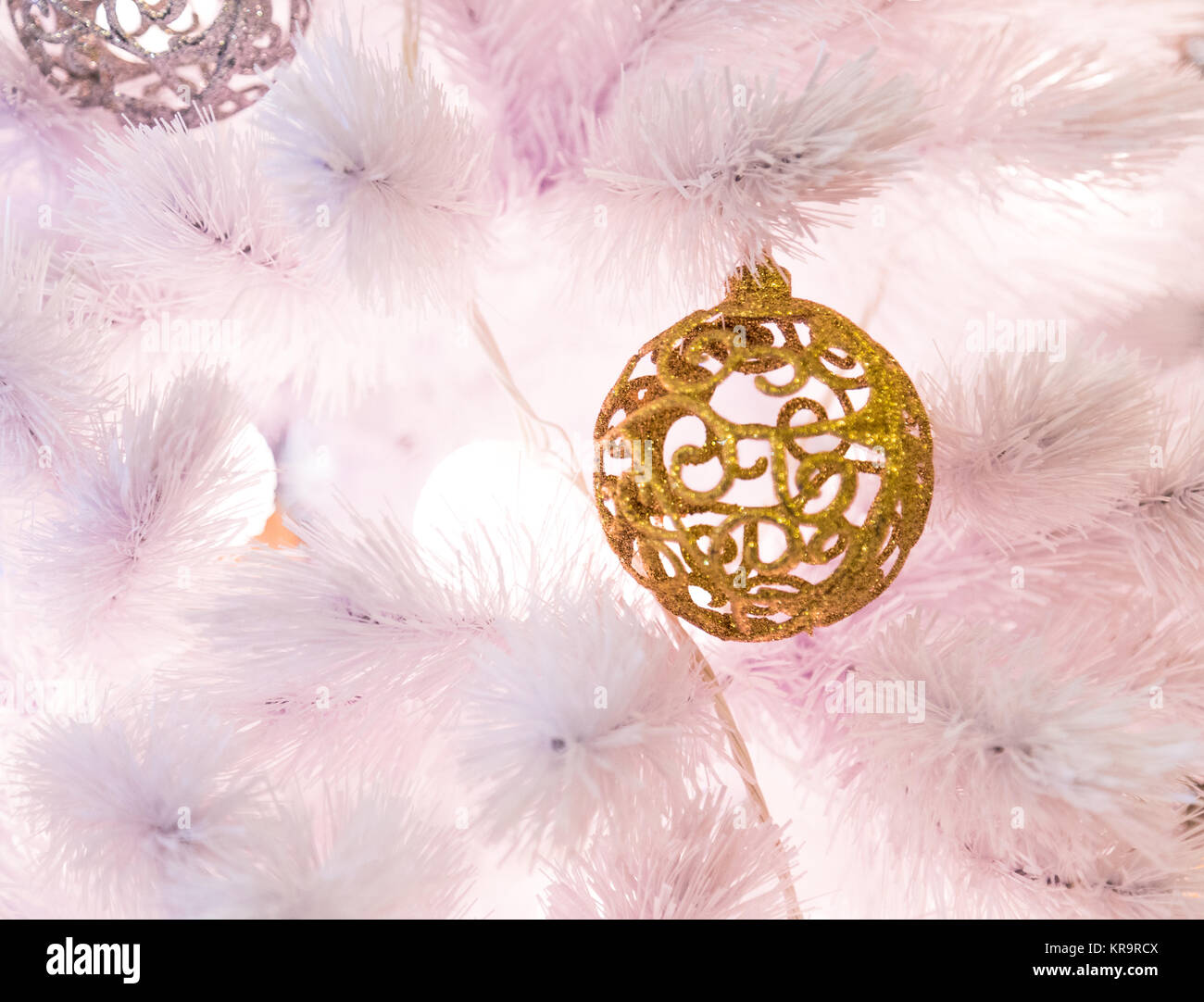 Christmas decorations on the branches of fir tree Stock Photo - Alamy