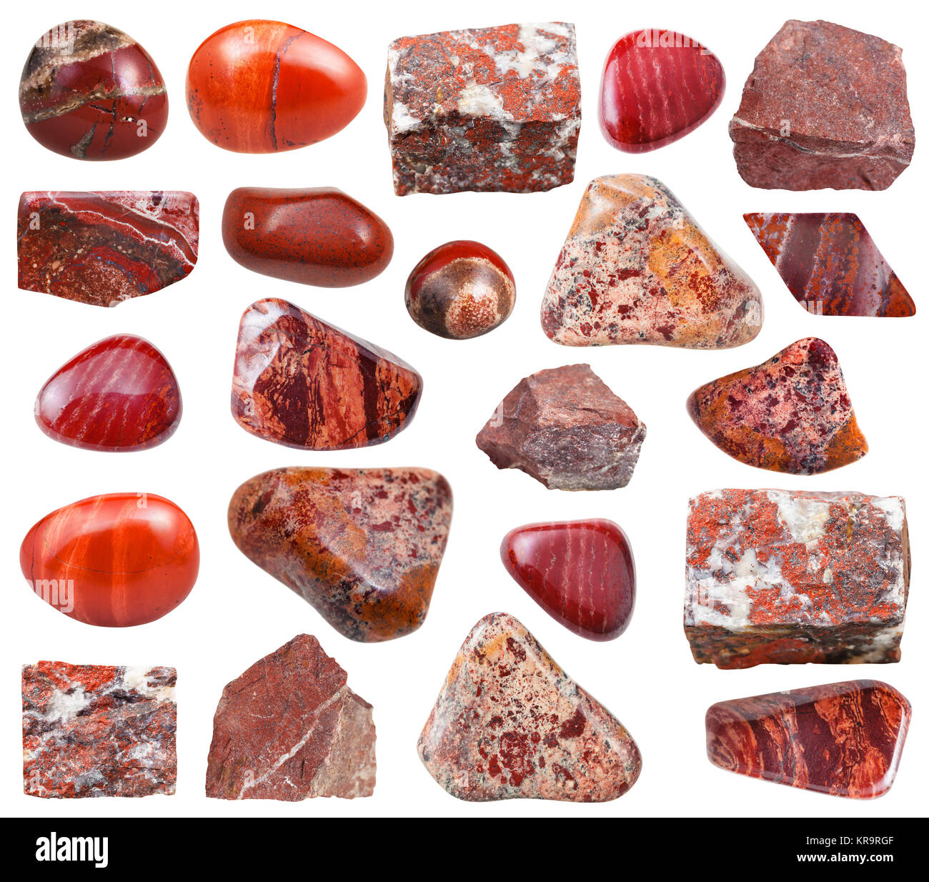 collection from specimens of red jasper gemstone Stock Photo - Alamy