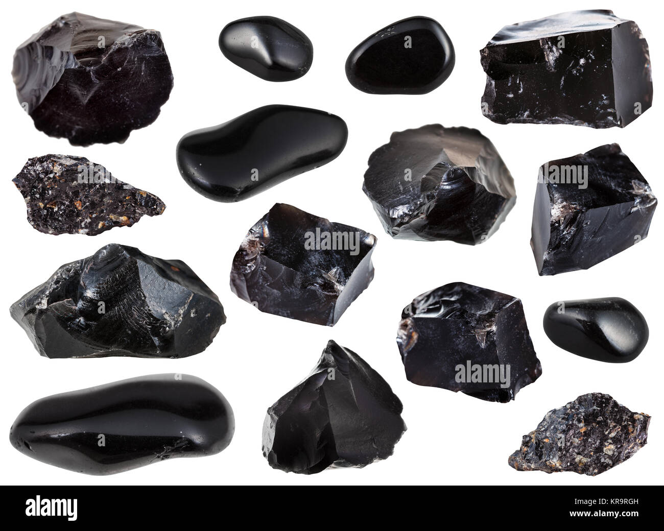 Polished black obsidian gemstone Cut Out Stock Images & Pictures - Alamy