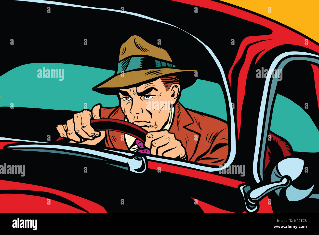 Pop art man driving hi-res stock photography and images - Alamy