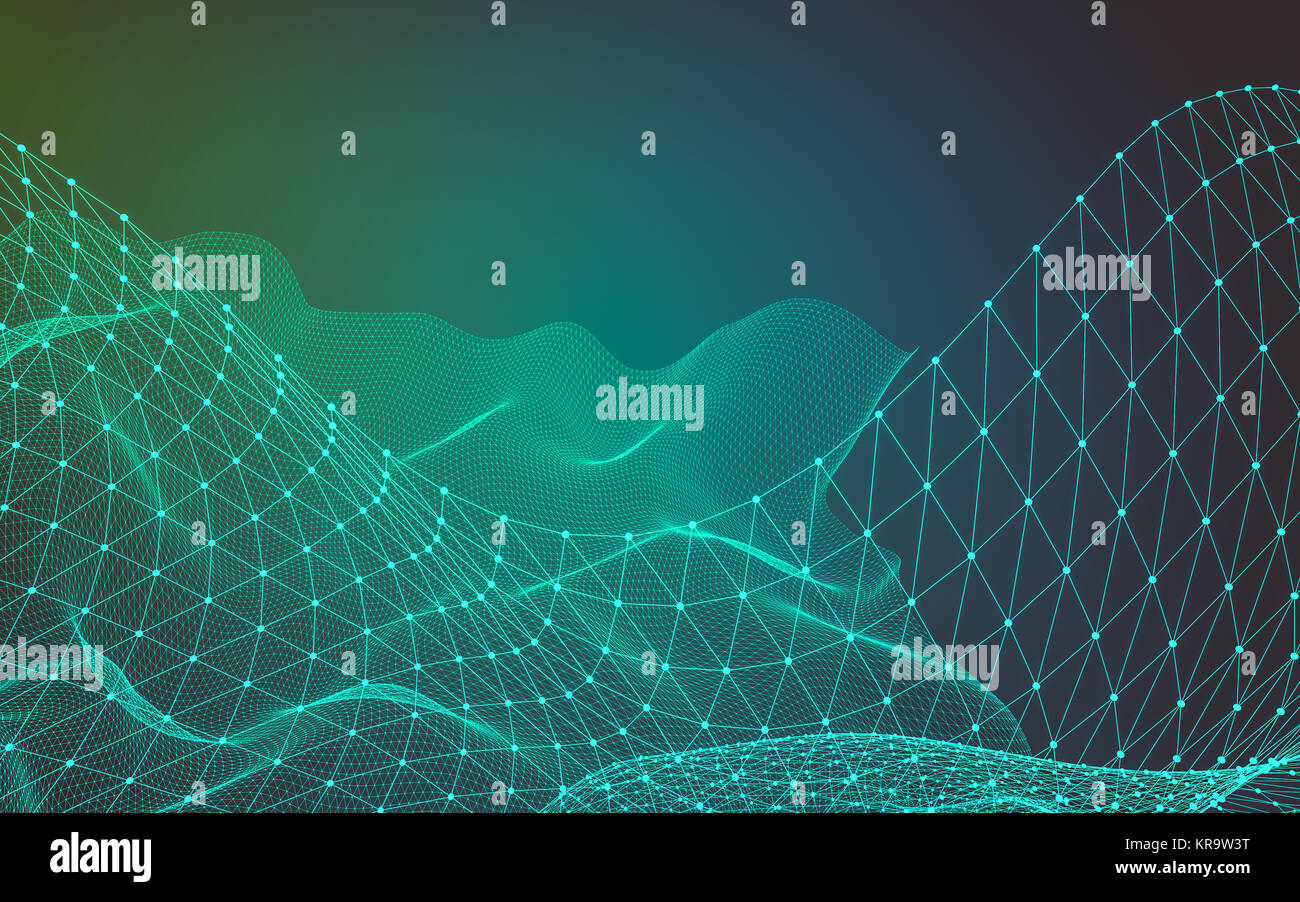 Abstract polygonal space low poly dark background, 3d rendering Stock ...