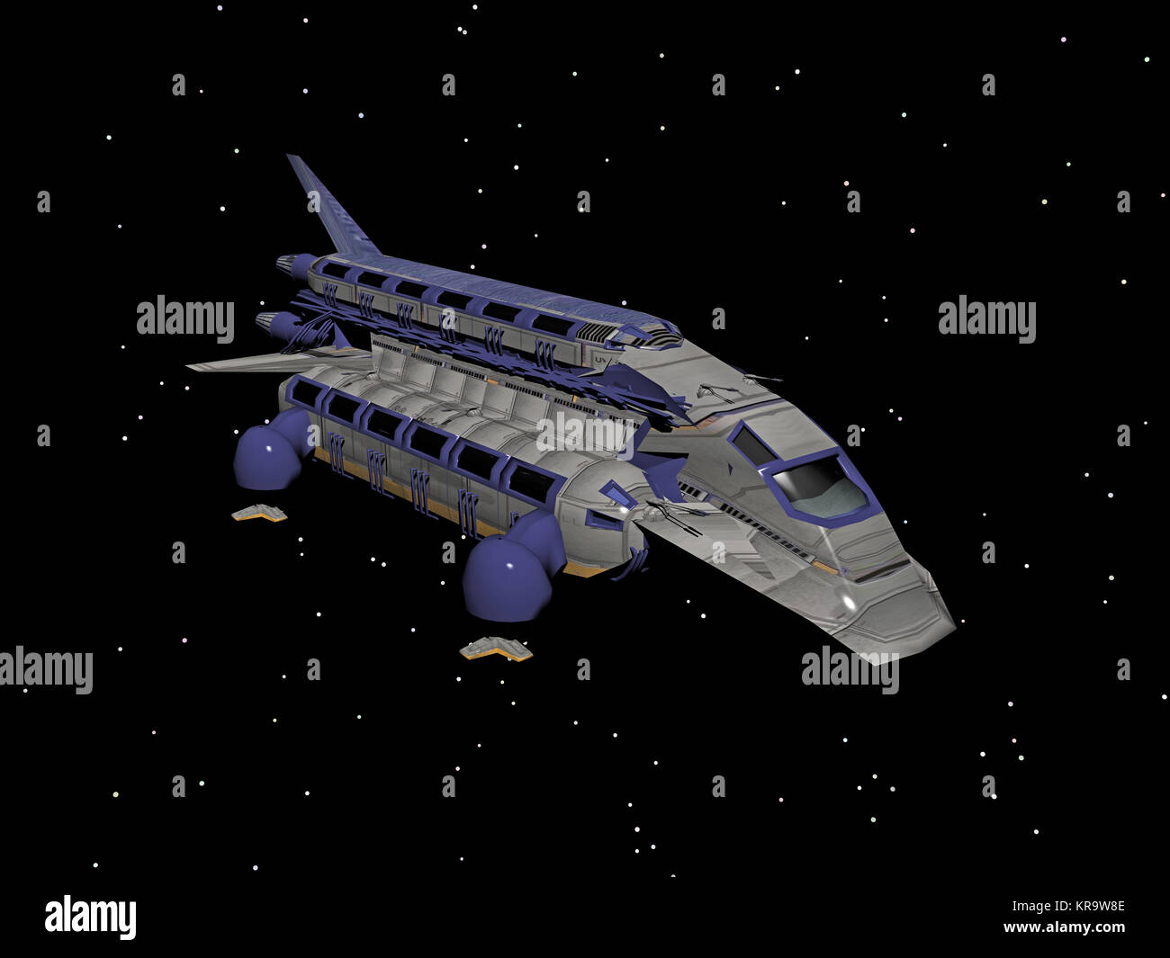 Spaceship with armament in space Stock Photo - Alamy