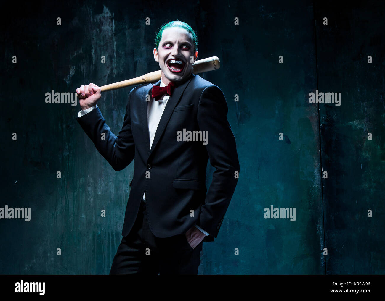Bloody Halloween theme: crazy joker face Stock Photo - Alamy
