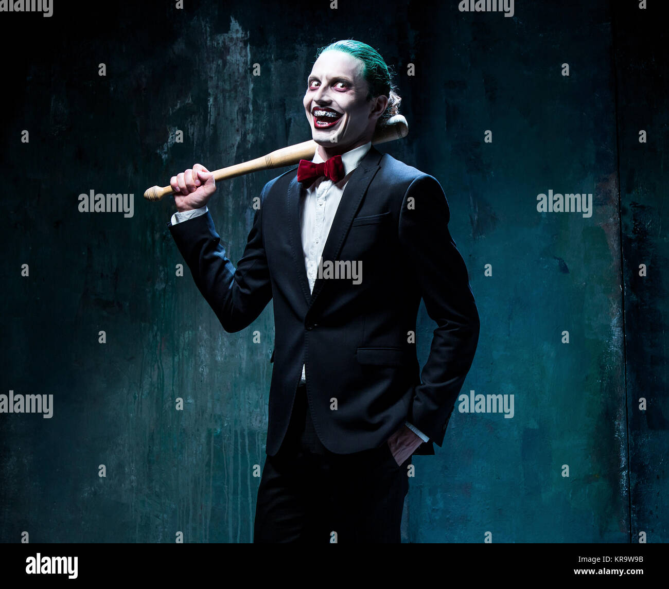 Bloody Halloween theme: crazy joker face Stock Photo - Alamy