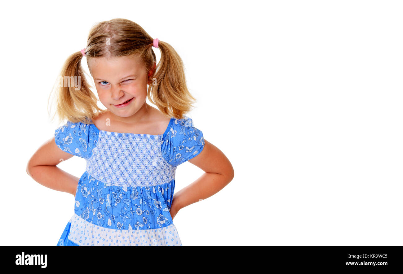 portrait of a little pertly girl with pigtails Stock Photo - Alamy