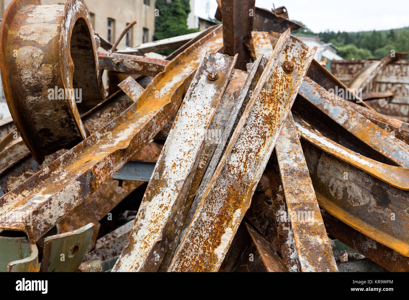 large rusty steel girders for recycling Stock Photo - Alamy