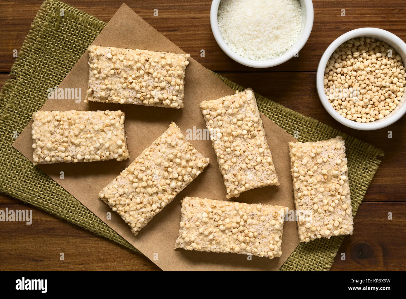 Marshmallow, Popped Quinoa and Coconut Bars Stock Photo - Alamy