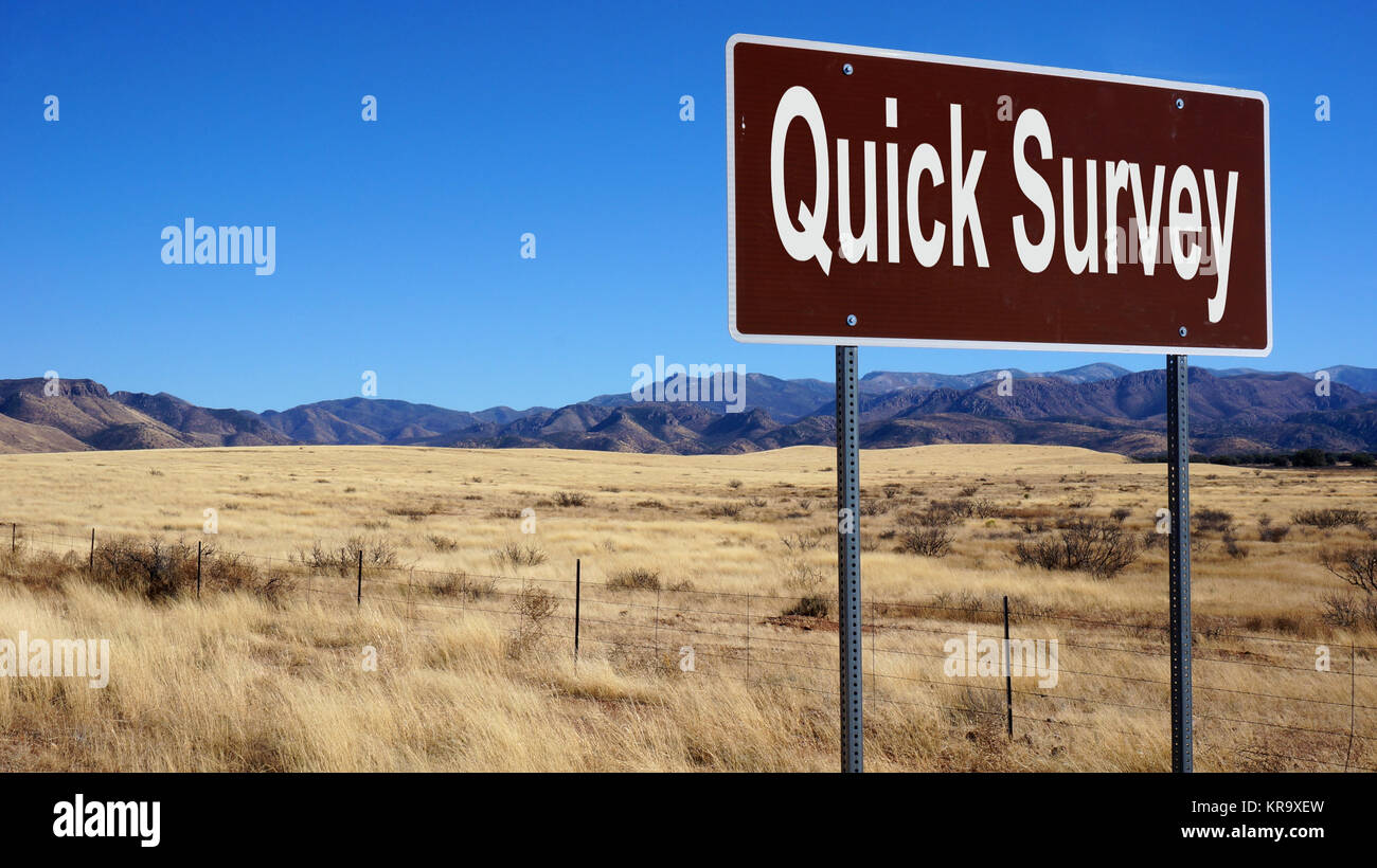 Quick Survey brown road sign Stock Photo - Alamy