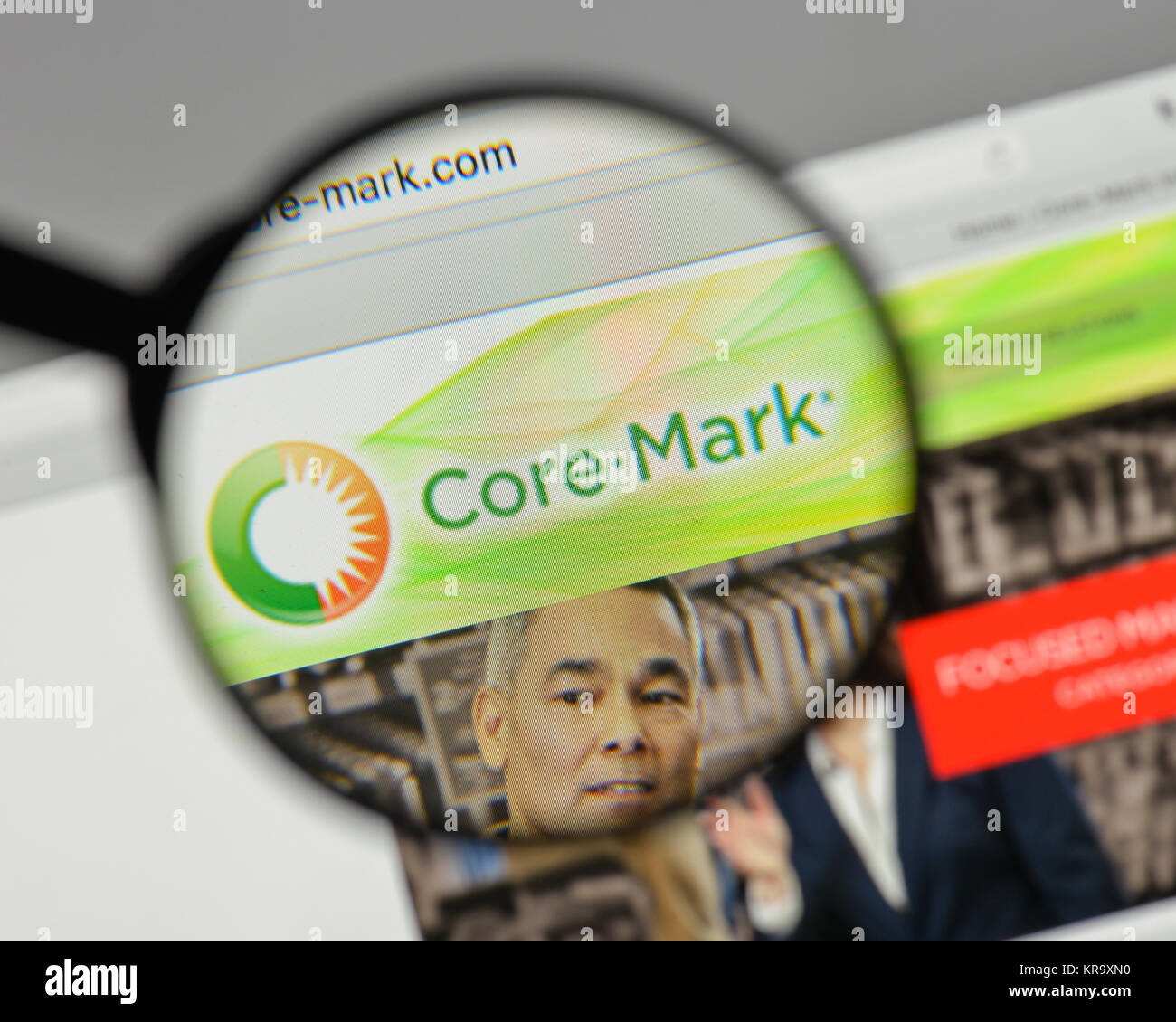 Milan, Italy - August 10, 2017: Core Mark Holding logo on the website ...