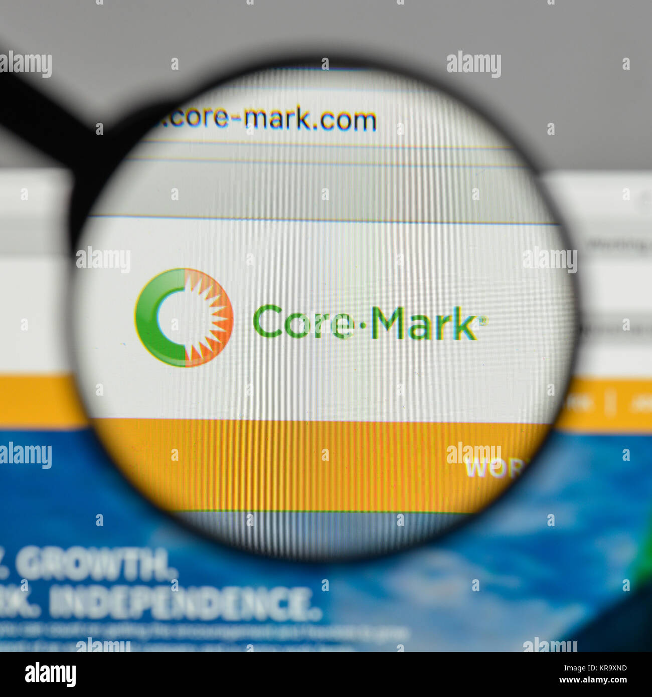 Milan, Italy - August 10, 2017: Core Mark Holding logo on the website ...