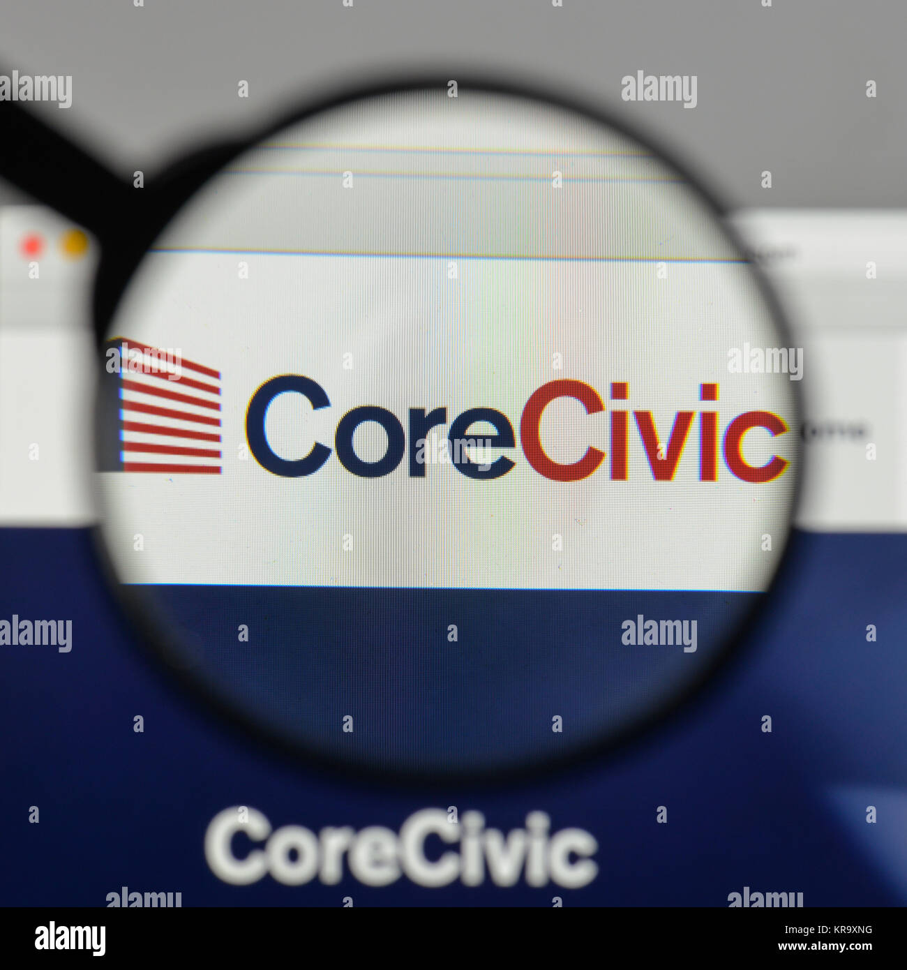 Milan, Italy - August 10, 2017: Core Civic logo on the website homepage ...