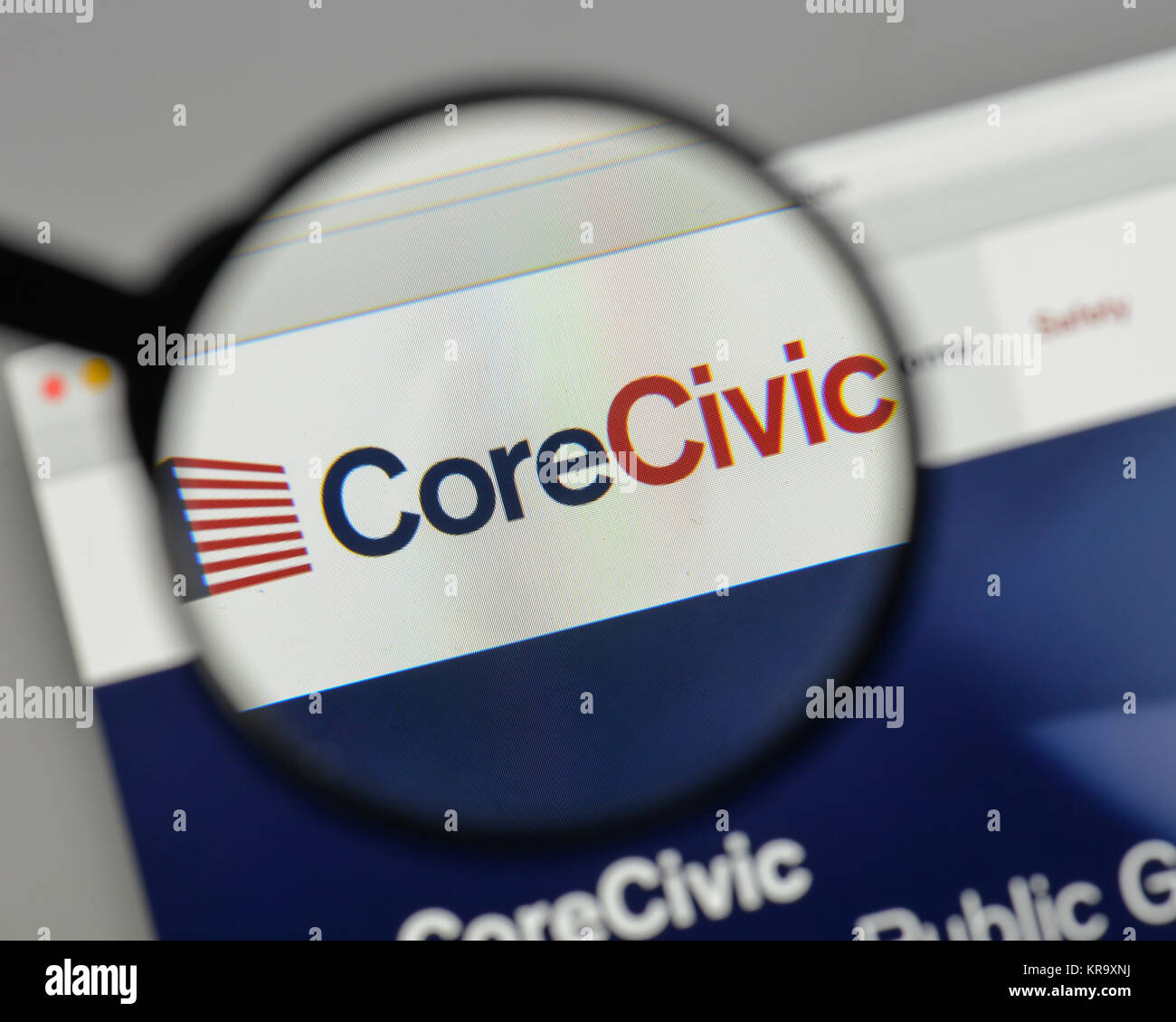 Milan, Italy - August 10, 2017: Core Civic logo on the website homepage ...
