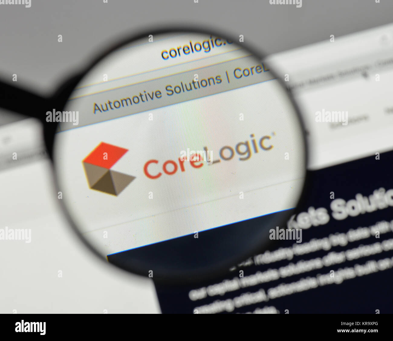 Milan, Italy - August 10, 2017: Core Logic logo on the website homepage ...