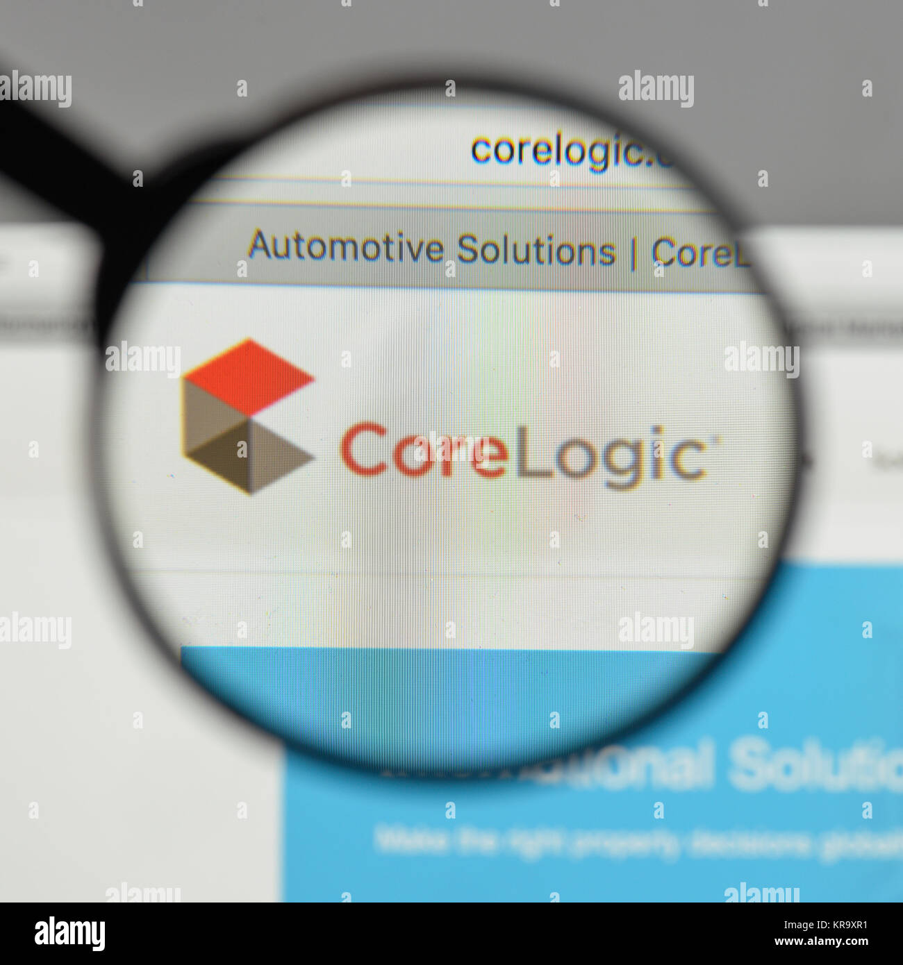 Milan, Italy - August 10, 2017: Core Logic logo on the website homepage ...