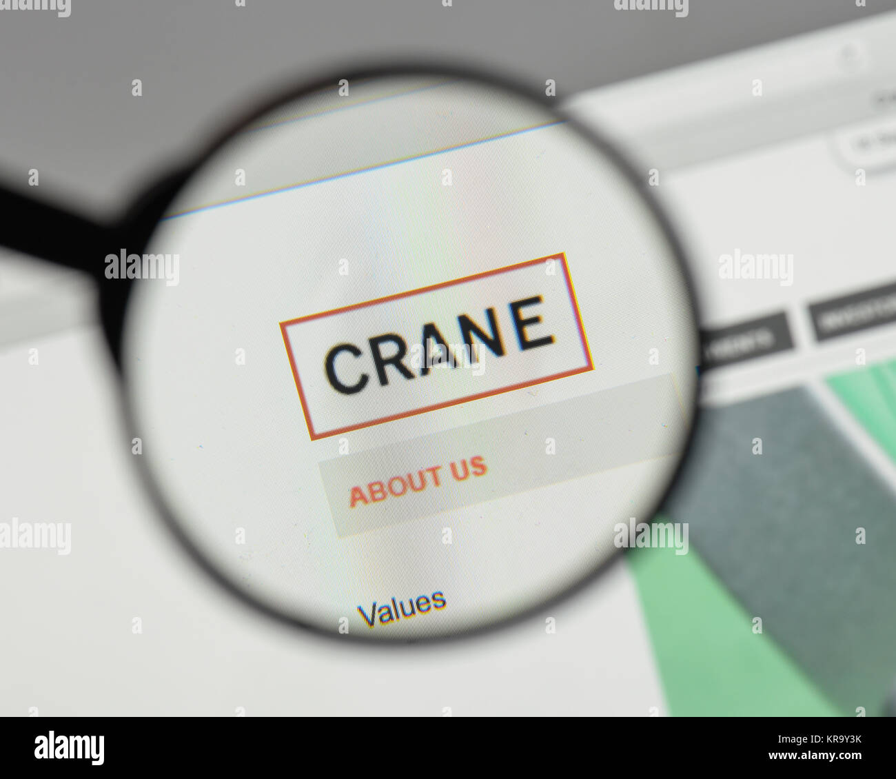 Milan, Italy - August 10, 2017: Crane logo on the website homepage ...