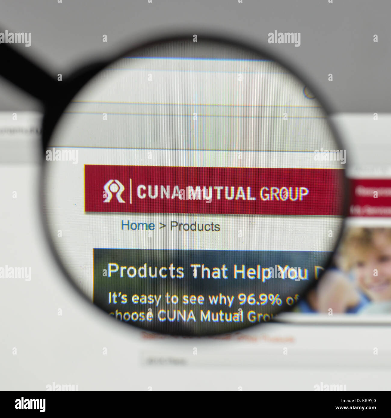 Milan, Italy - August 10, 2017: CUNA Mutual Group logo on the website ...