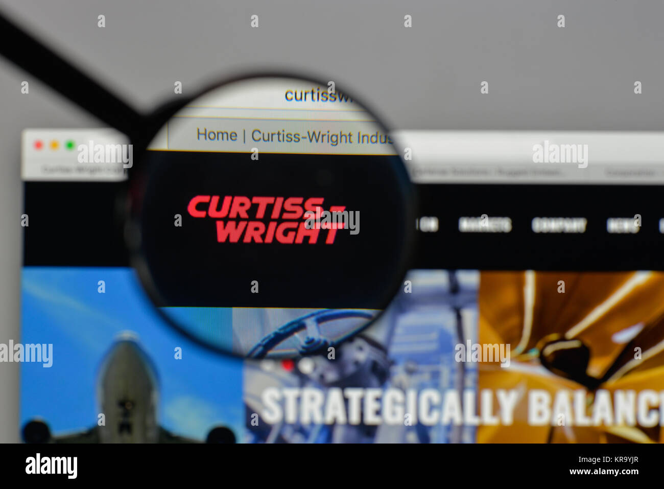 Milan, Italy - August 10, 2017: Curtiss Wright logo on the website ...