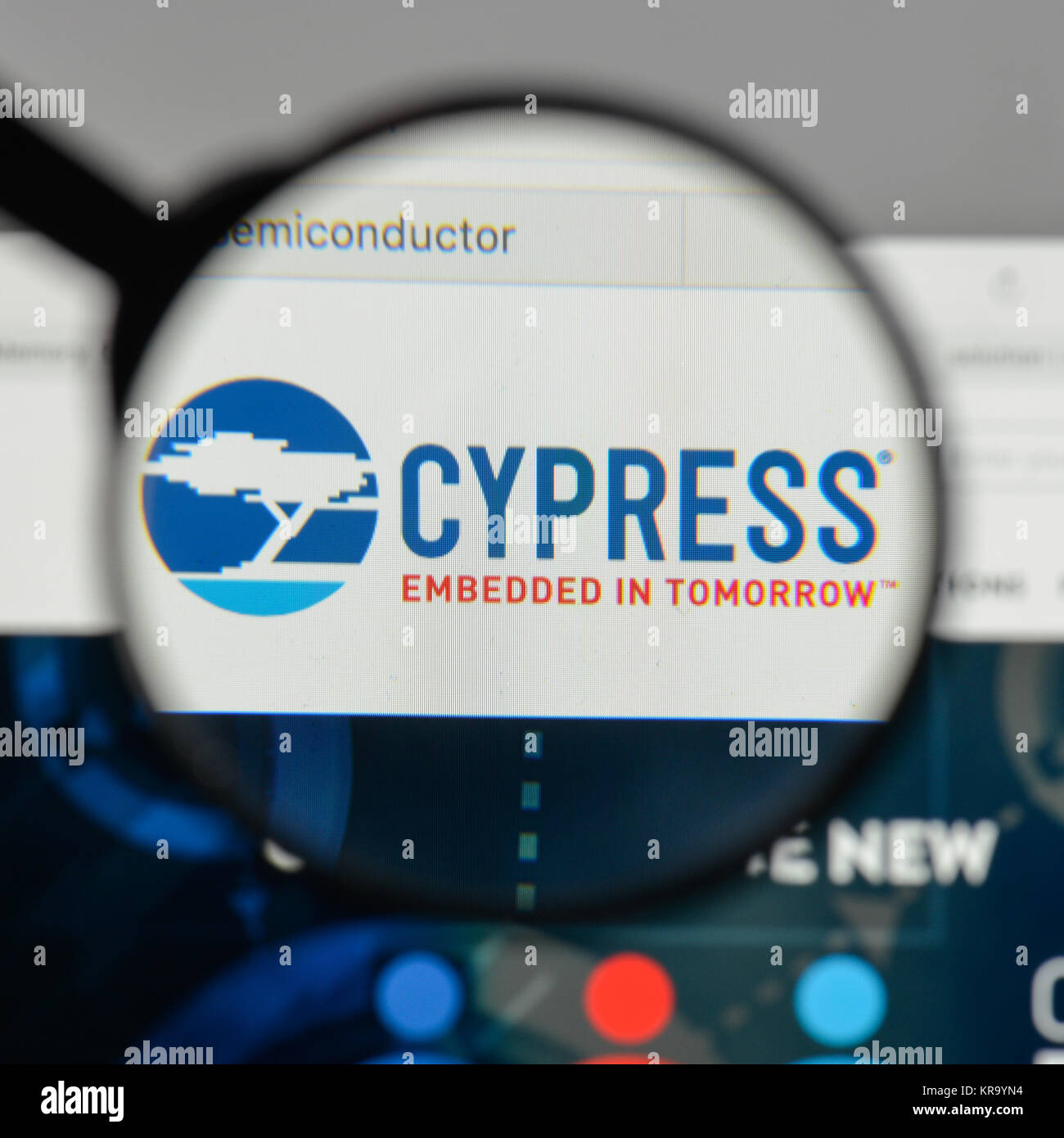 Milan, Italy - August 10, 2017: Cypress Semiconductor logo on the ...