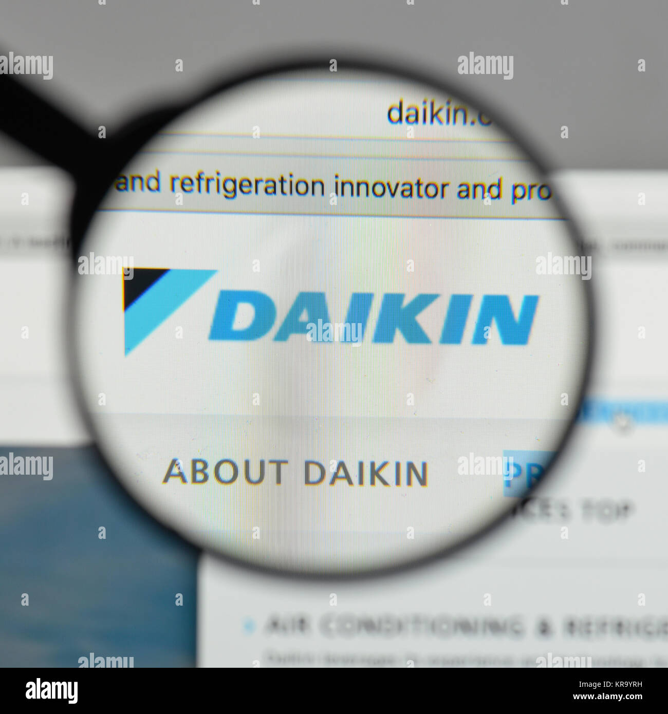 Milan, Italy - August 10, 2017: Daikin logo on the website homepage ...