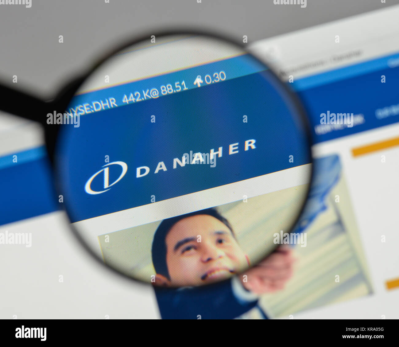 Milan, Italy - August 10, 2017: Danaher logo on the website homepage ...