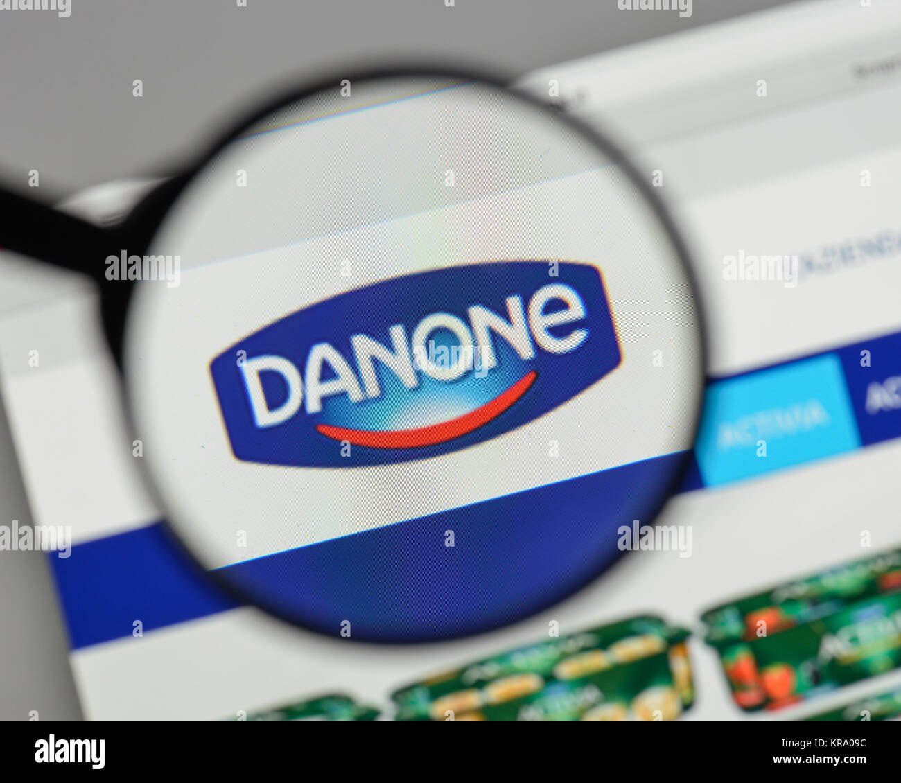Milan, Italy - August 10, 2017: Danone logo on the website homepage ...