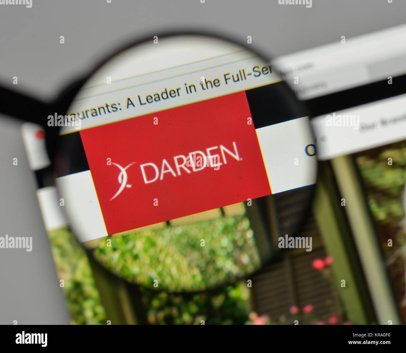 Milan, Italy - August 10, 2017: Darden Restaurants logo on the website ...