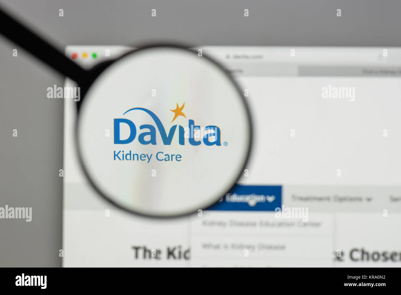 Milan, Italy - August 10, 2017: DaVita logo on the website homepage ...
