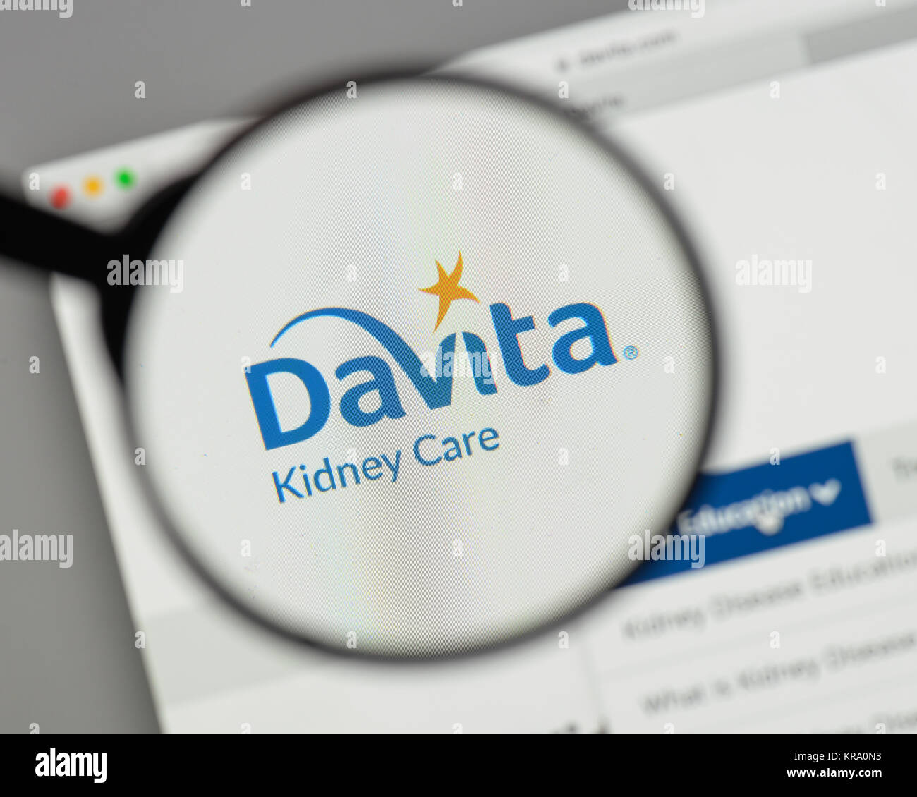 Milan, Italy - August 10, 2017: DaVita logo on the website homepage ...