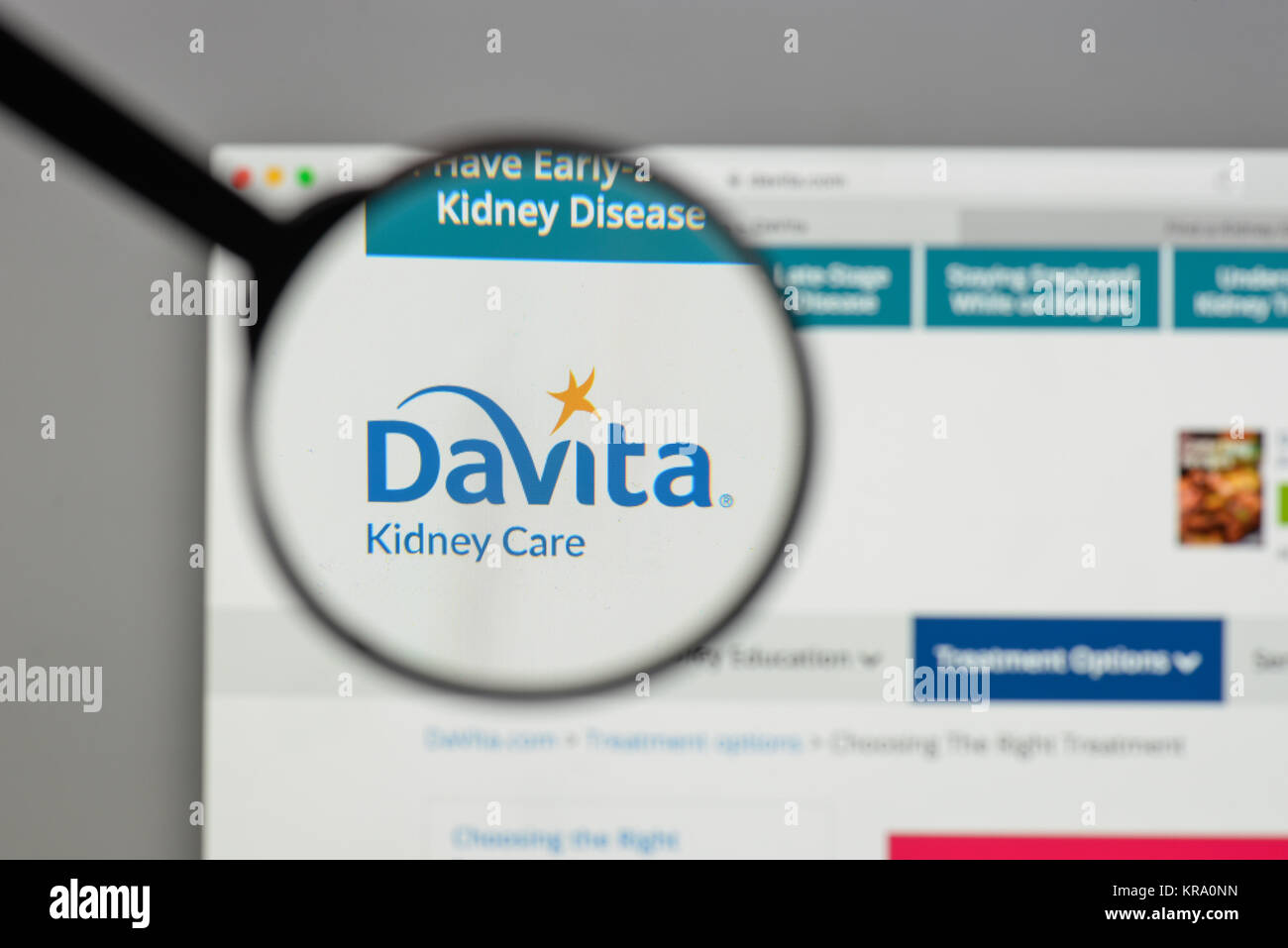 Milan, Italy - August 10, 2017: DaVita logo on the website homepage ...
