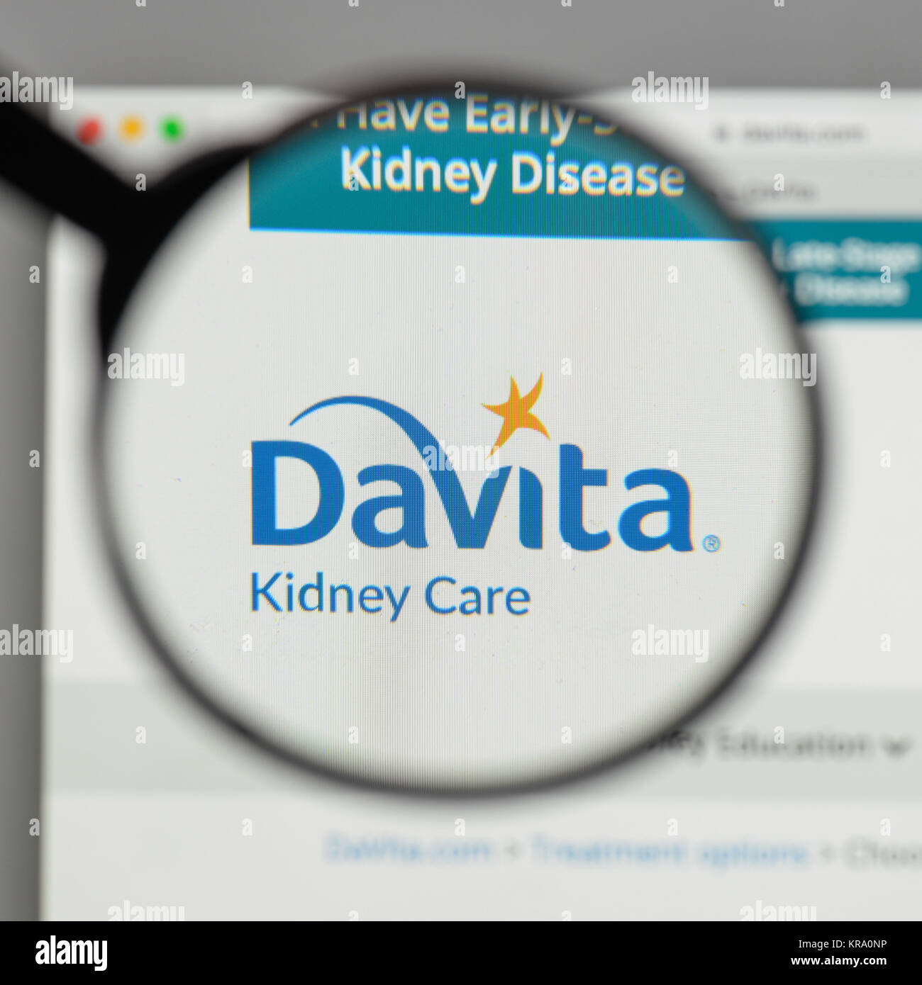 Milan, Italy - August 10, 2017: DaVita logo on the website homepage ...